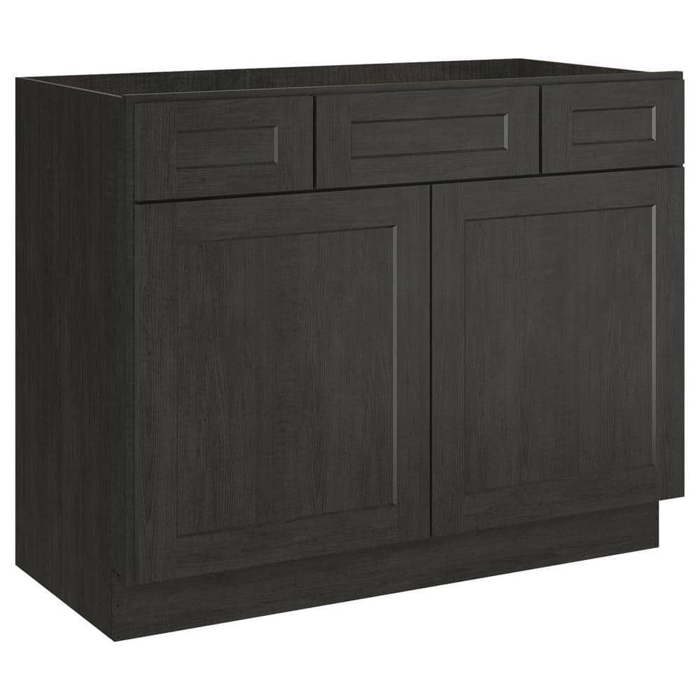 HOMEIBRO 42 in W X 21 in D X 34.5 in H in Shaker Charcoal Plywood Ready to Assemble Floor Vanity ...