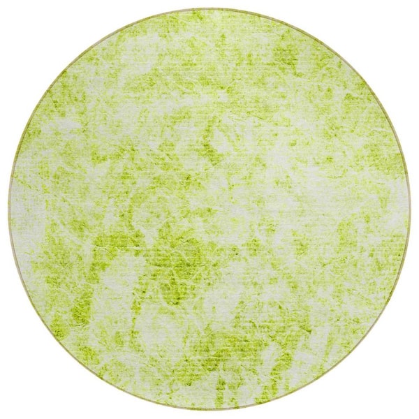 HomeRoots Lime Green 8 ft. Round Woven Abstract Round Indoor/Outdoor ...