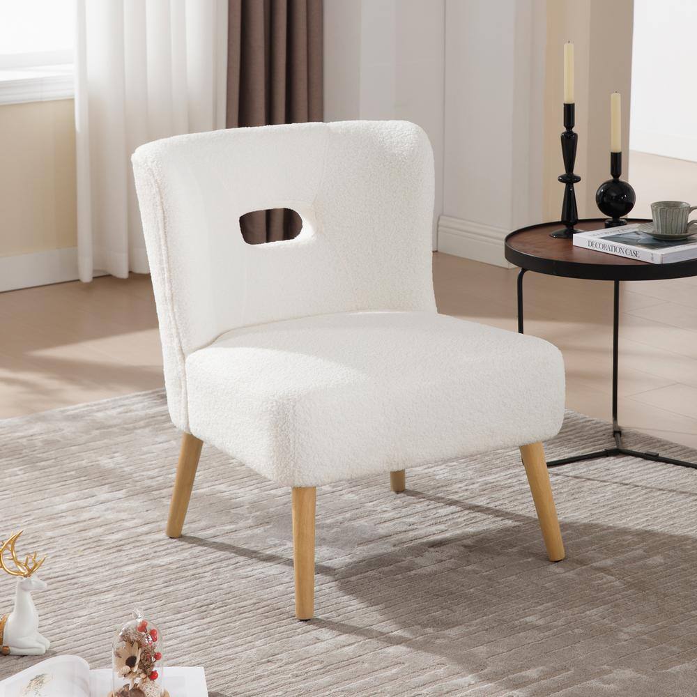 Hochwertiges Beige Sherpa Upholstered Open Back Accent Chair Side Chair ...