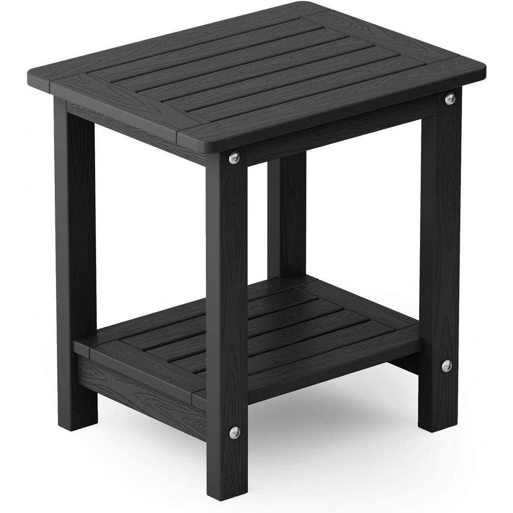 YEFU 16.73 in. H Black Square Double Layer Plastic Adirondack Outdoor ...