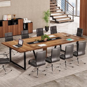 BYBLIGHT Capen 94.5 in. Retangular Brown Wood Conference Table 8FT ...