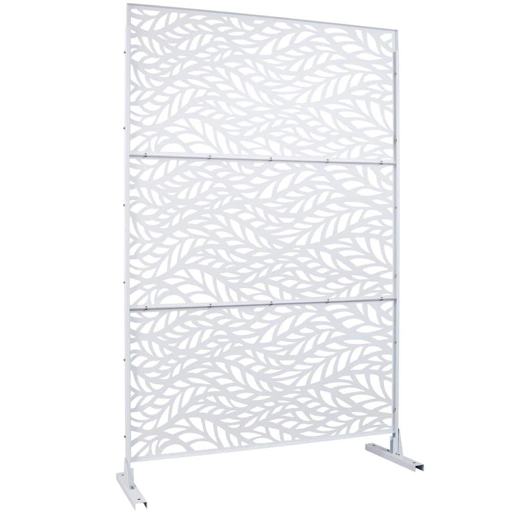 Sudzendf 76" H x 48" W White Outdoor & Indoor Metal Privacy Screen ...