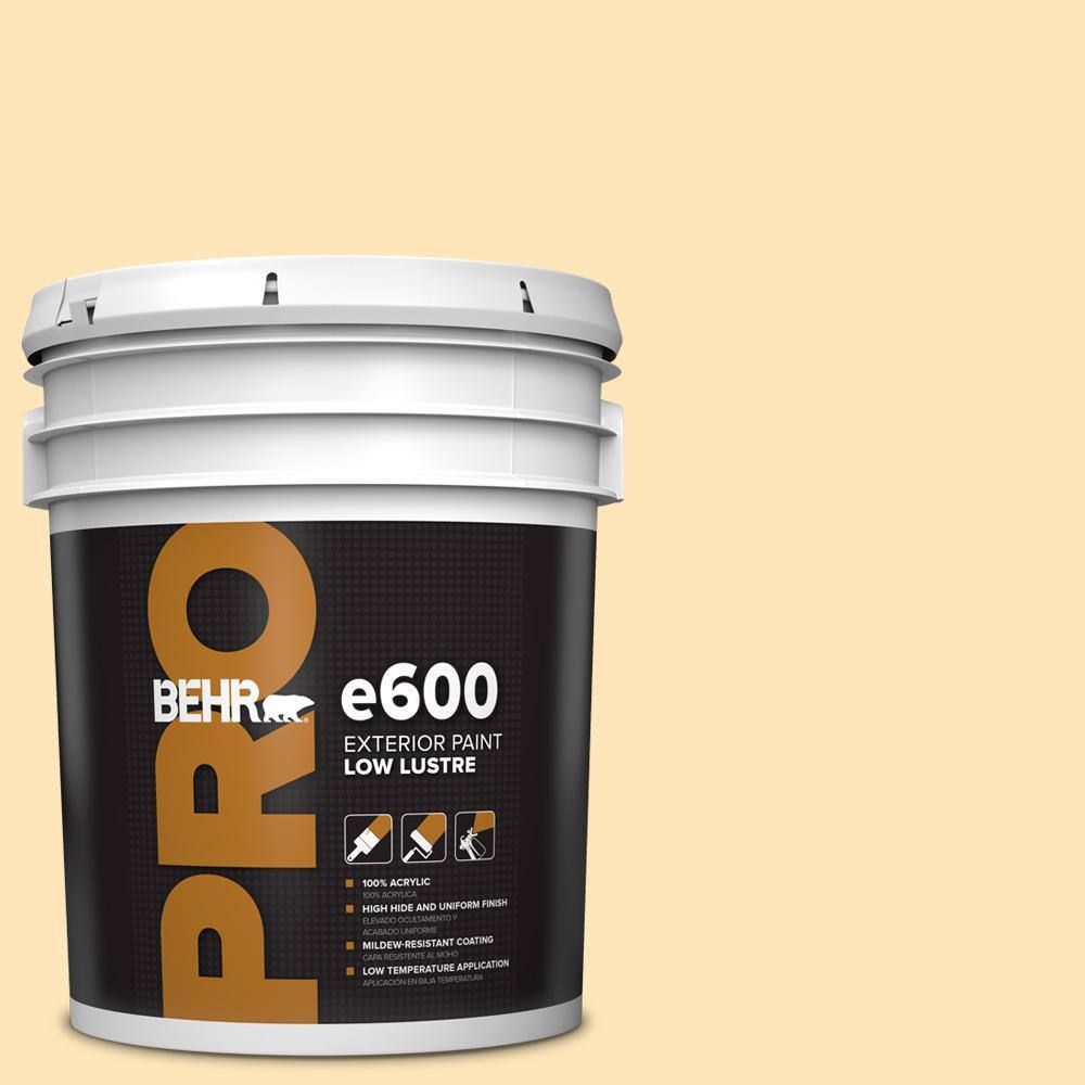 BEHR PRO 5 gal. #BIC-28 Butter Creme Low Luster Exterior Paint PR62005 ...