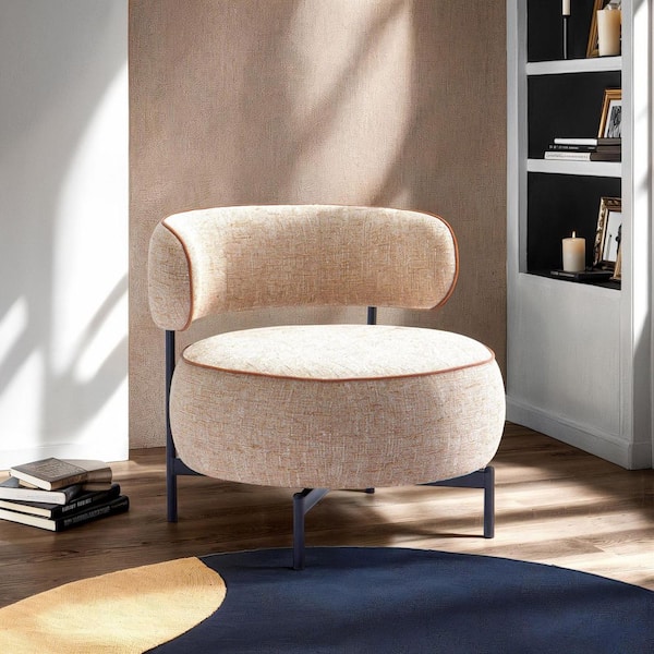 Furniture of America Lani Light Brown Fabric Swivel Chair with Curved ...