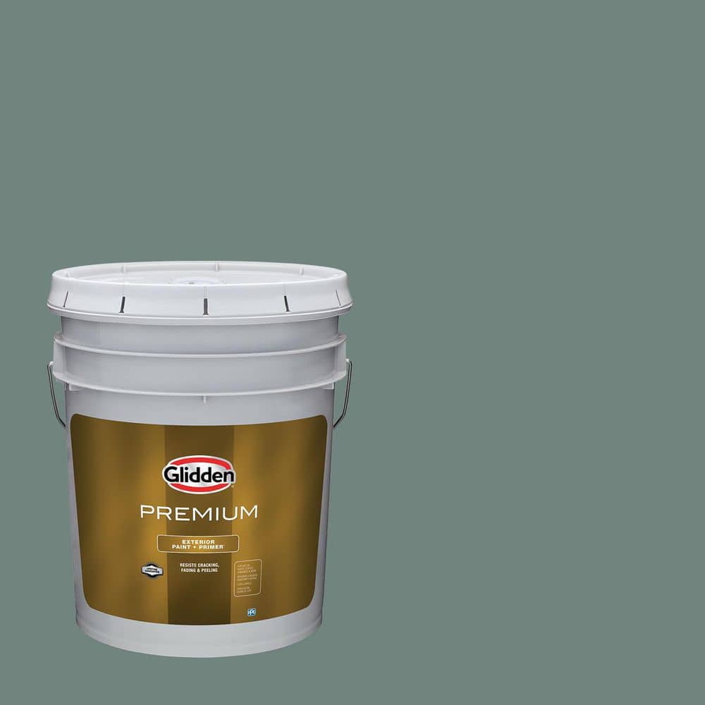 Glidden Premium 5 gal. PPG1136-6 Dwarf Spruce Flat Exterior Latex Paint ...