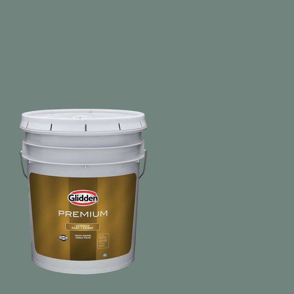 Glidden Premium 5 gal. PPG1136-6 Dwarf Spruce Satin Exterior Latex ...