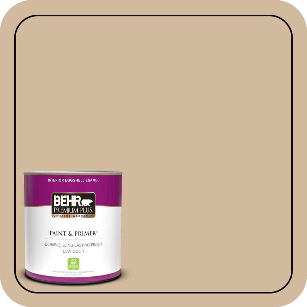 BEHR PREMIUM PLUS 1 qt. #S280-3 Practical Tan Eggshell Enamel Low Odor ...