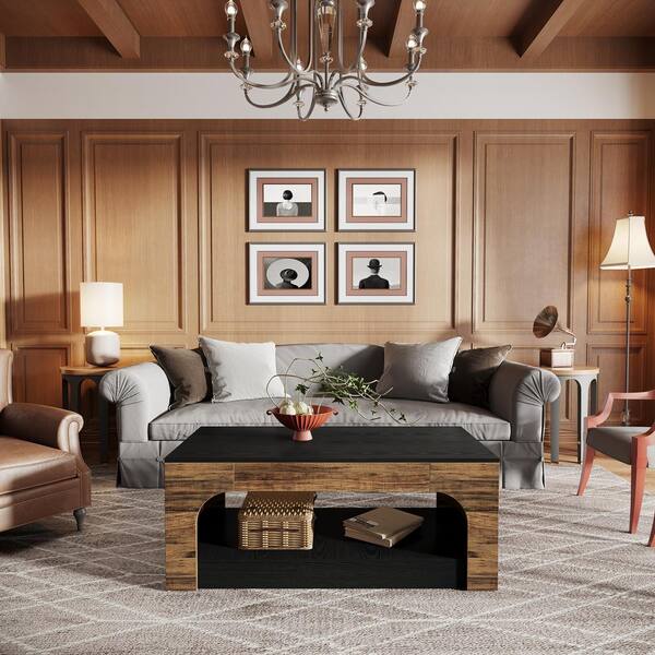 BYBLIGHT Allan 41.34 in. Black&Brown Small Rectangle Wood BYBLIGHT Allan 41.34 in. Black&Brown Small Rectangle Wood