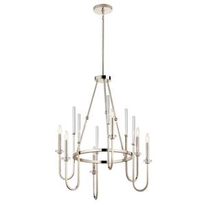 KICHLER Dover 32 in. 9-Light Brushed Nickel 2-Tier Transitional Candle ...