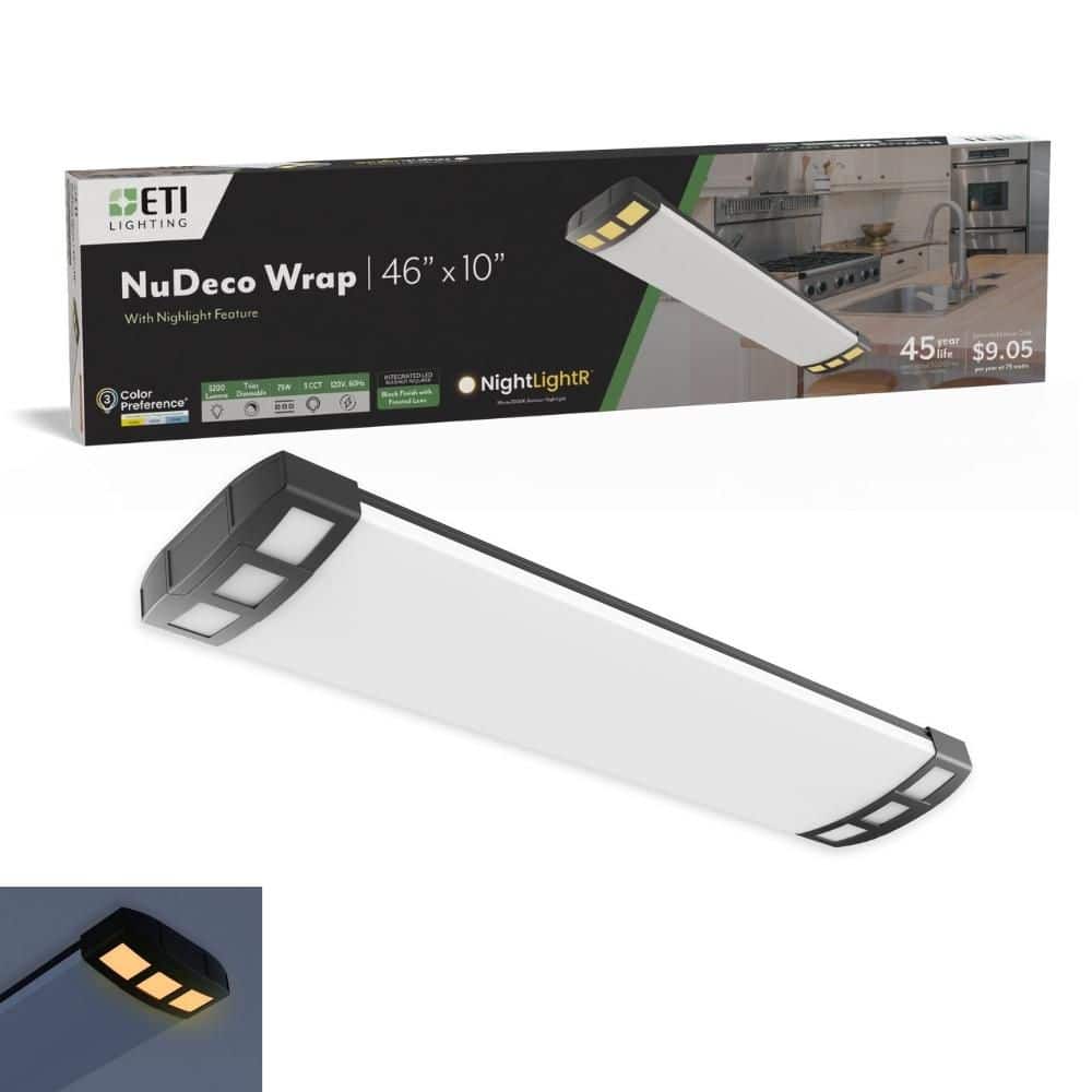 ETI LIGHTING NuDeco 4 ft. x 10 in. Black Craftsman Style LED Wrap Light ...