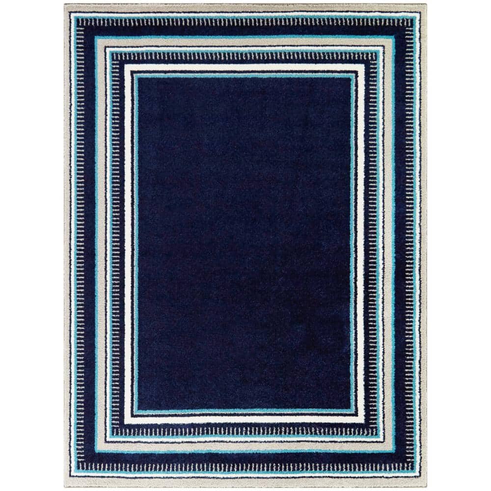 BALTA Machen Navy 8 ft. x 10 ft. Border Area Rug 3111765 - The Home Depot