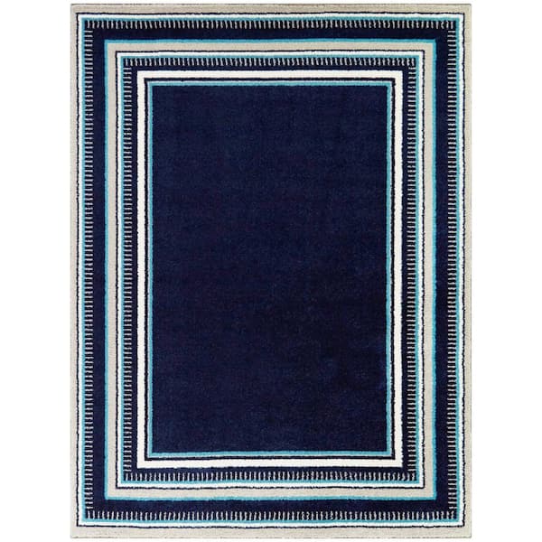 BALTA Machen Navy 8 ft. x 10 ft. Border Area Rug 3111765 - The Home Depot