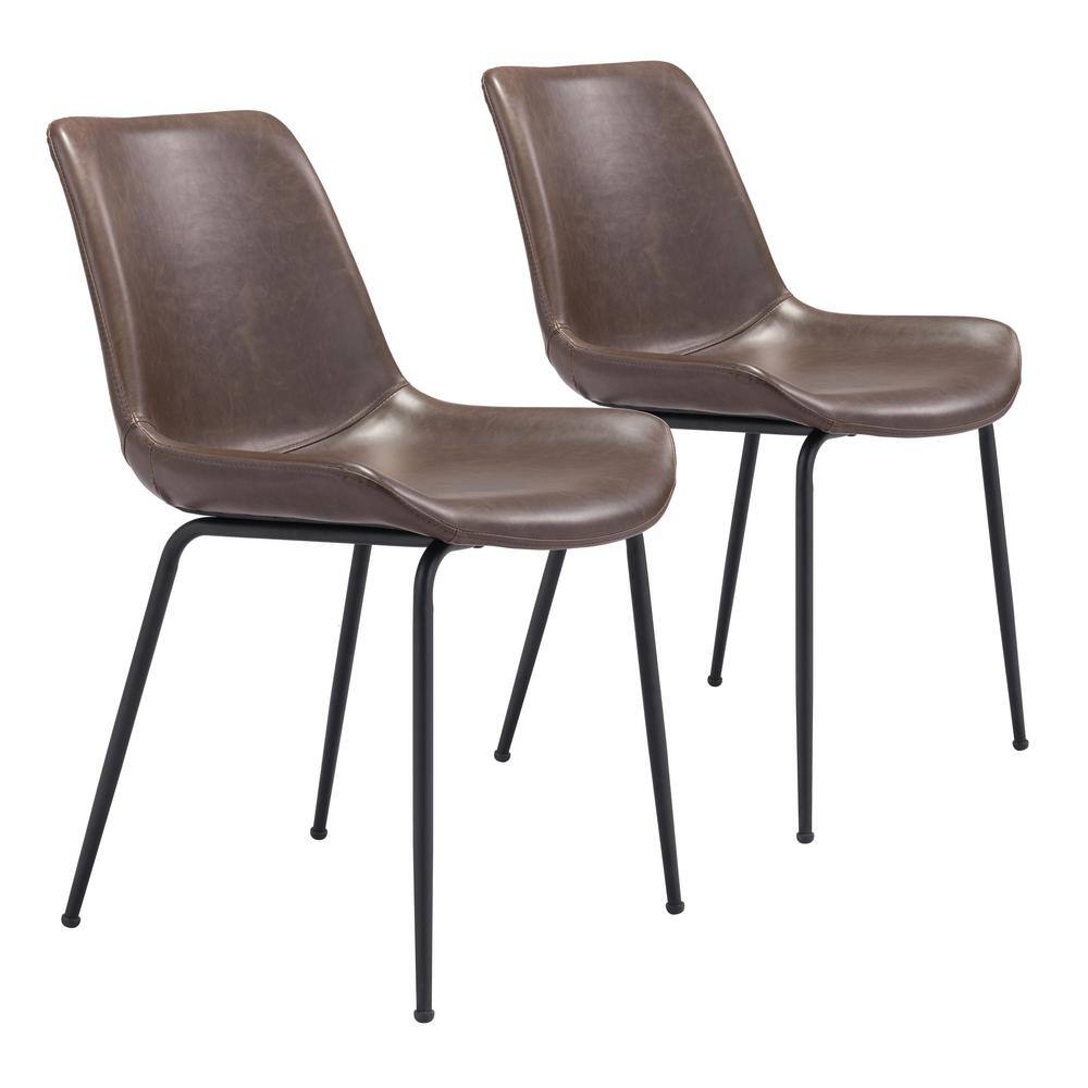 ZUO Byron Brown, Black Polyurethane Dining Side Chair Set of 2 101777 ...