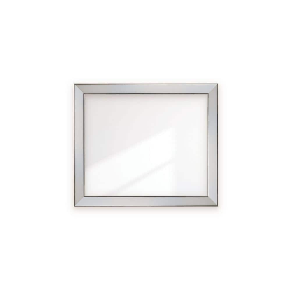 BrandtWorks Mod Euro Silver Wide Framed Wall Mirror 34 in. W x 40 in. H ...