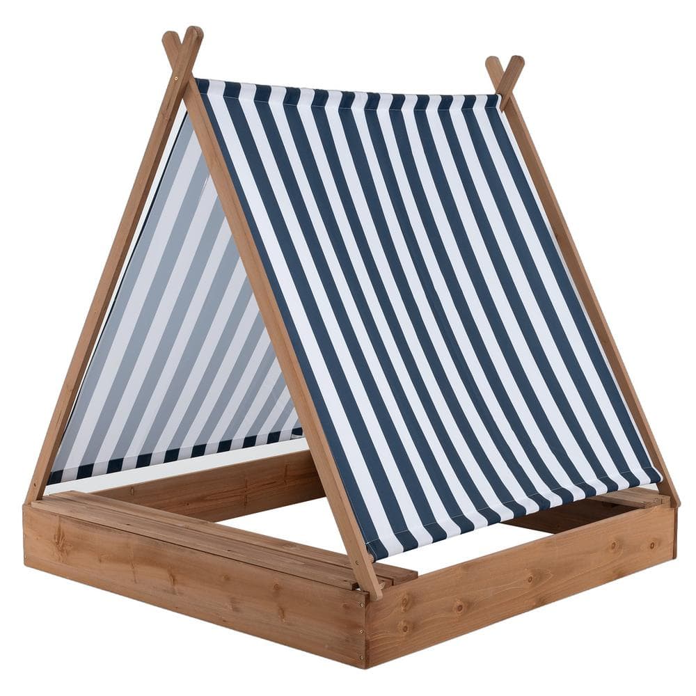 Costway 4 ft. W x 4.08 ft. L Wood Rectangle Sandbox HCST02812 - The ...