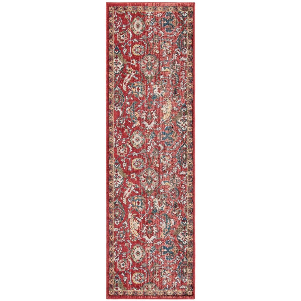 SAFAVIEH Kashan 3 ft. x 8 ft. Rust/Ivory Border Floral Runner Rug ...