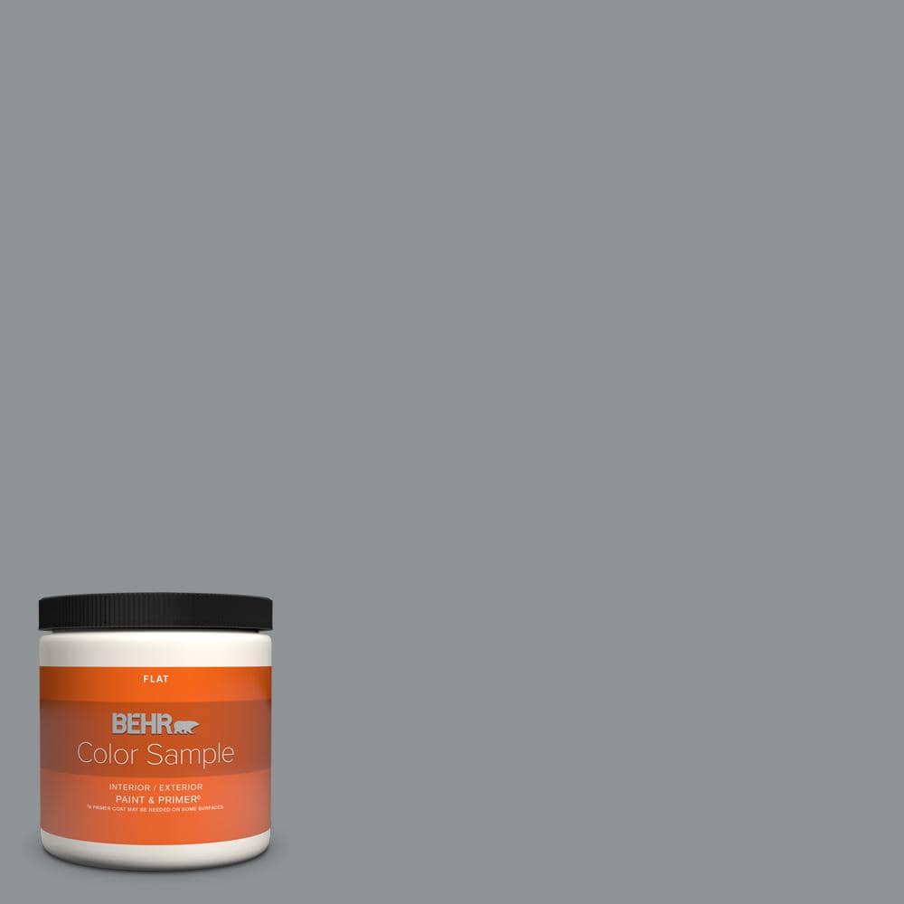 BEHR PREMIUM PLUS 8 oz. #PPU26-05 Flint Gray Flat Interior/Exterior ...