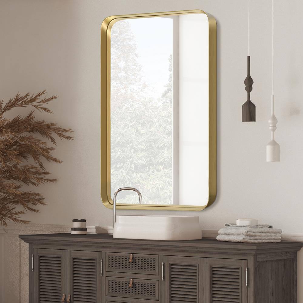 Dovelina 26 in. W x 38 in. H Alloy Aluminium Deep Framed Gold Wall ...