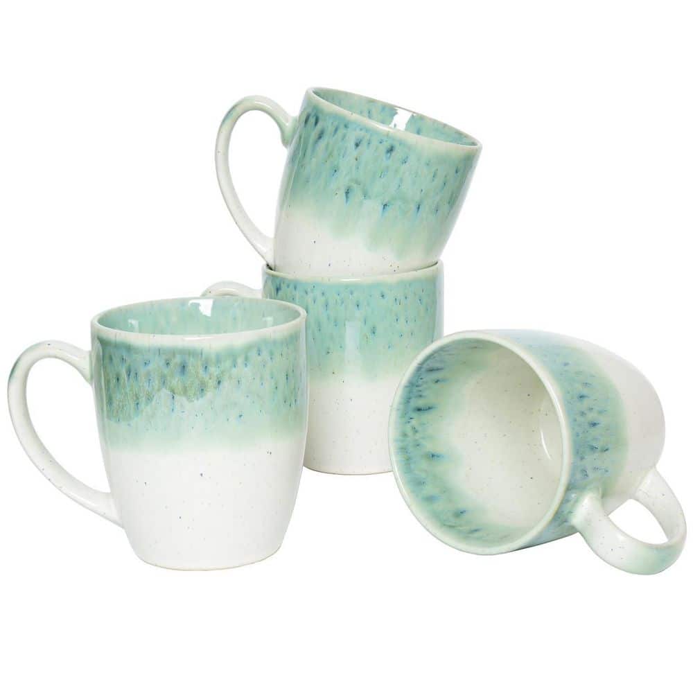 Wudkey 17 oz. Green Ceramic Espresso/Cappuccino Cups for Hot or Cold ...