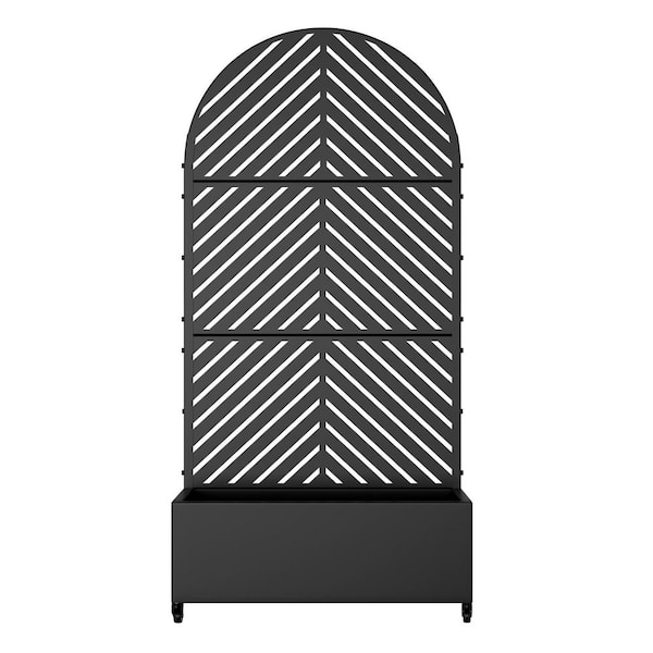 Lirago 72 in. H x 35 in. W Rectanglar Black Outdoor Metal Privacy ...