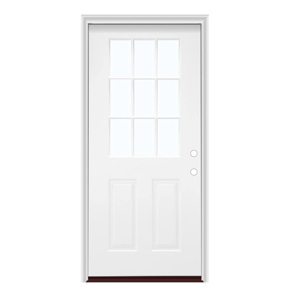 GENESIS ENTRIES 36 in. x 80 in. Left-Hand/Inswing 2 Panel 1/2 Lite 9 ...