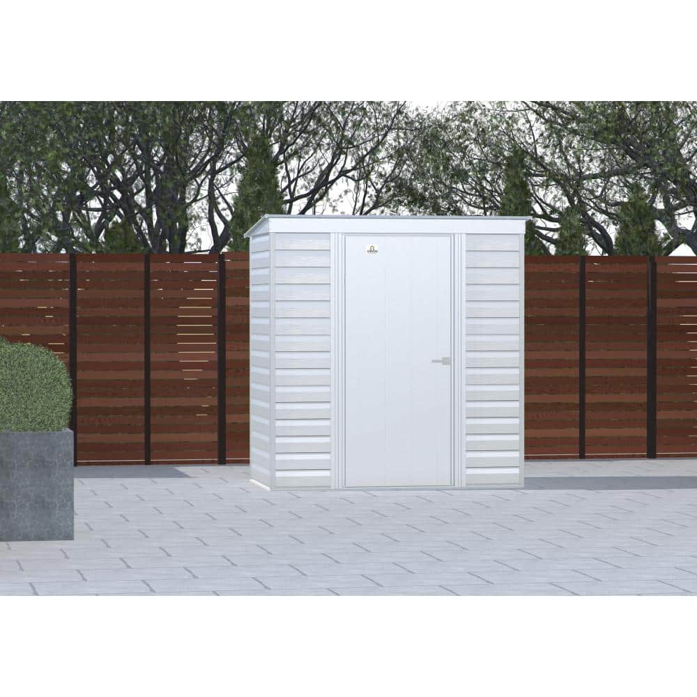 Arrow 6 ft. x 4 ft. Light Grey Metal Storage Shed With Pent Style Roof ...