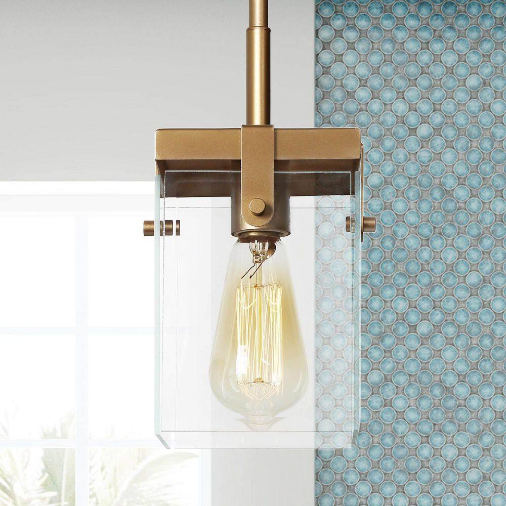 Uolfin Modern Gold Island Pendant Light, 1-Light Square Bell Pendant ...