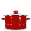Golden Rabbit Solid Red 6 qt. Enamelware Stock Pot with Glass Lid RR72 ...