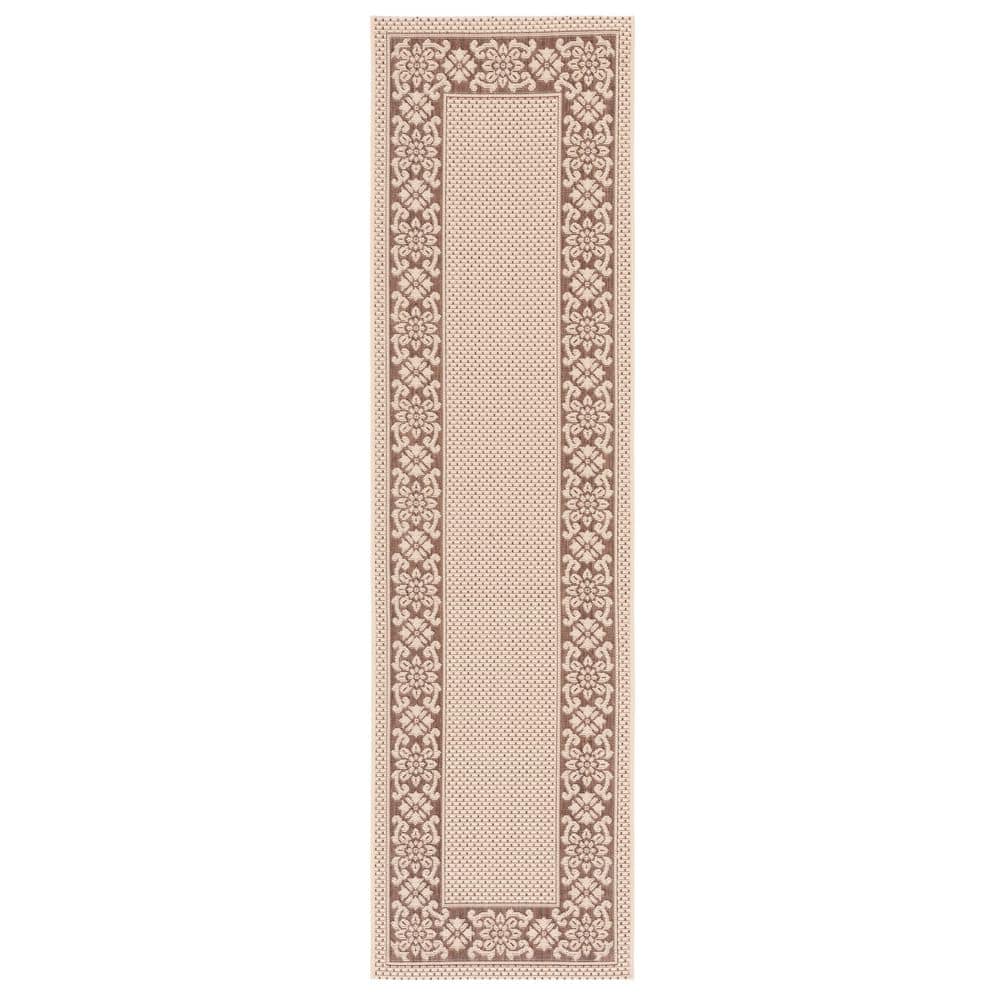 SAFAVIEH Courtyard Cream/Light Chocolate 2 ft. x 8 ft. Solid Color ...