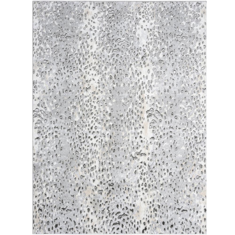 EVERLOOM Laura Grey/White 8 ft. x 10 ft. Cheetah Area Rug 1-4153-451 ...