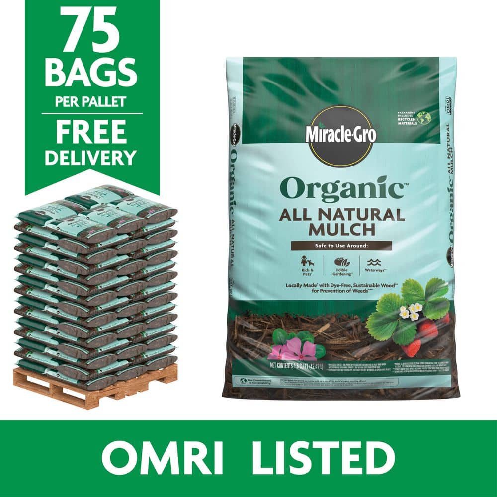 Miracle-Gro Organic All Natural Mulch Pallet 112.5 cu. ft. Bagged ...