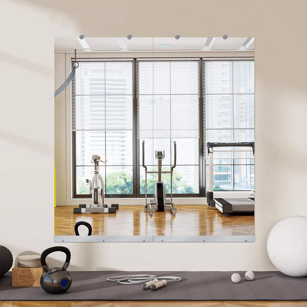 Sxiawe 24 in. W x 48 in. H Shatterproof Rectangular Frameless Edge ...
