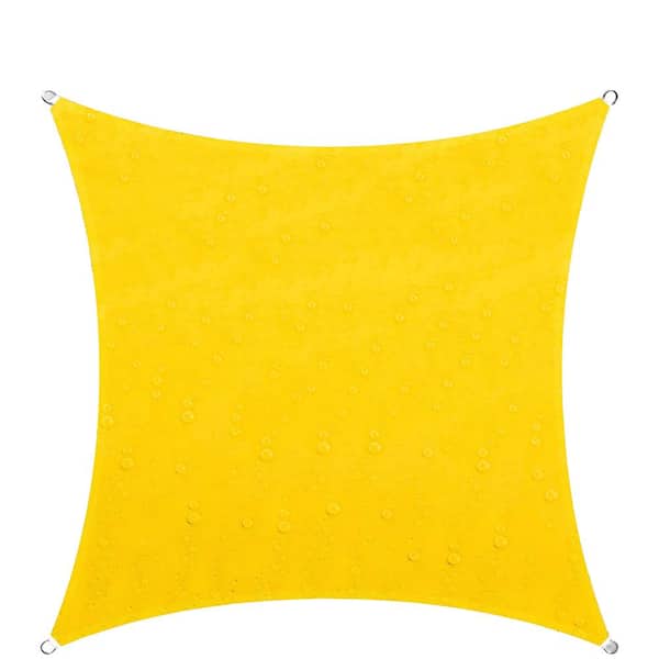COLOURTREE 14 ft. x 14 ft. 220 GSM Waterproof Yellow Square Sun Shade ...