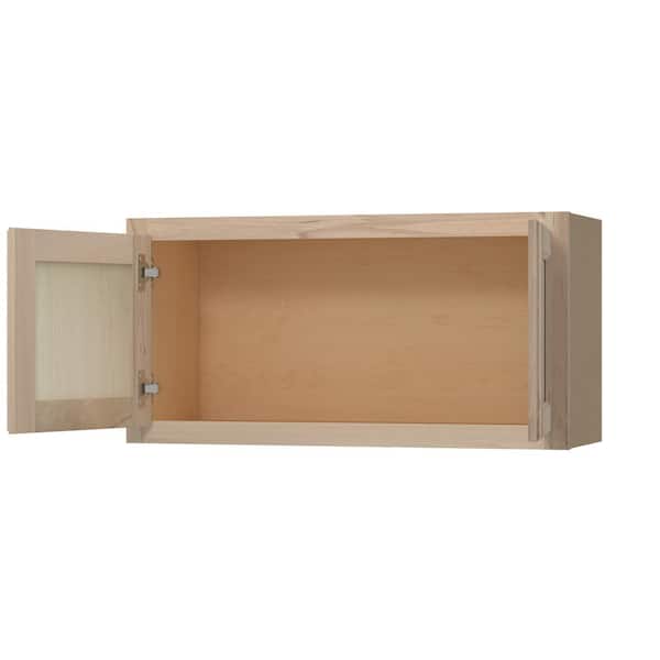 Hampton Bay 30 in. W x 12 in. D x 12 in. H Assembled Wall Bridge Kitchen Cabinet in Unfinished with Recessed Panel KW3012 UF The Home Depot