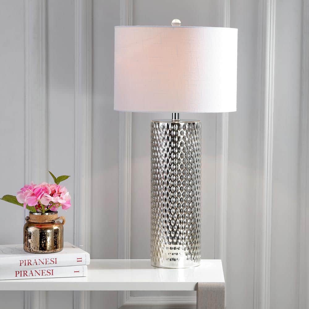JONATHAN Y Isabella 30 in. Silver Glass Table Lamp JYL1013A - The Home ...