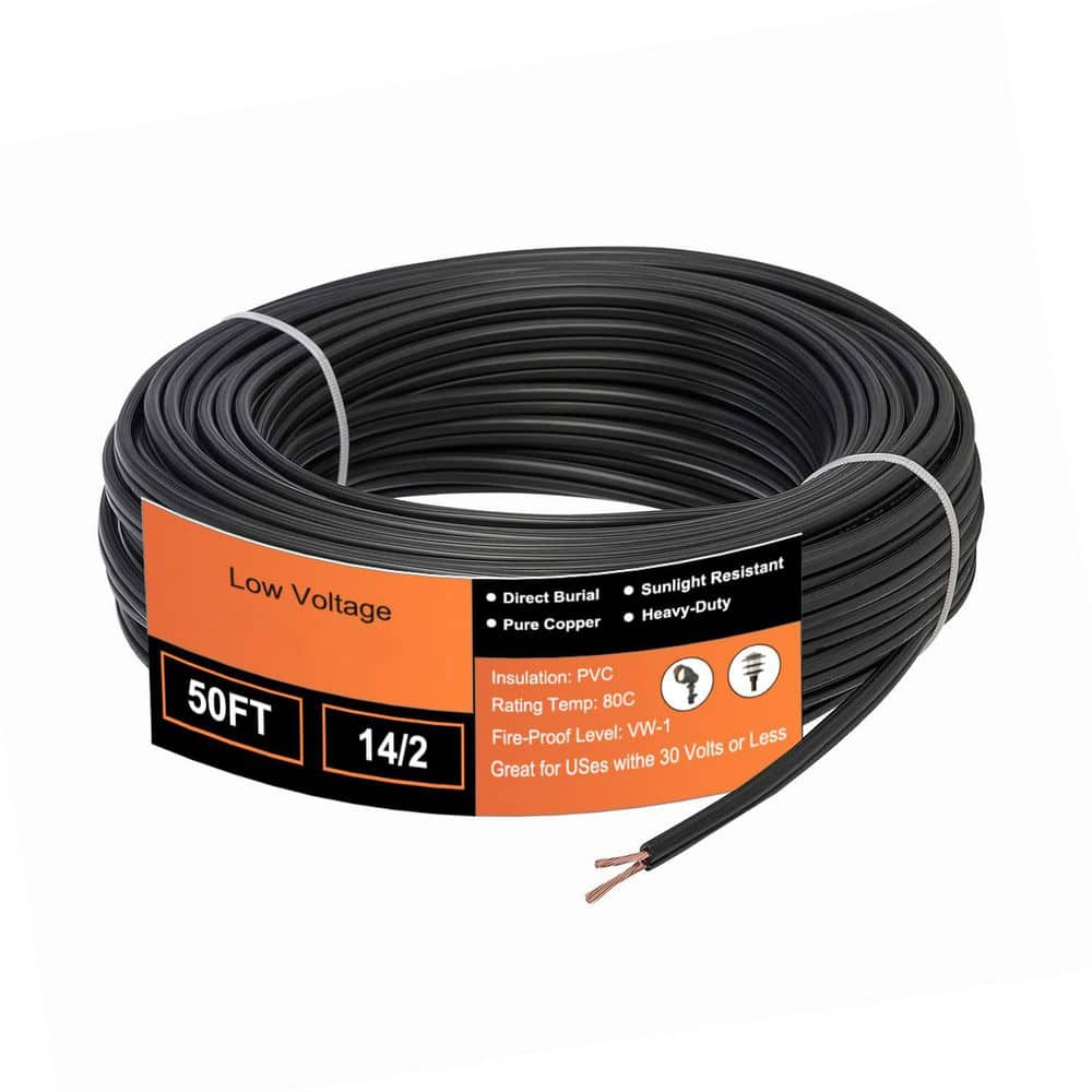 Vrbgify 14 / 2 Landscape Lighting Wire, 14-Gauge 2-Conductor 50 ft ...