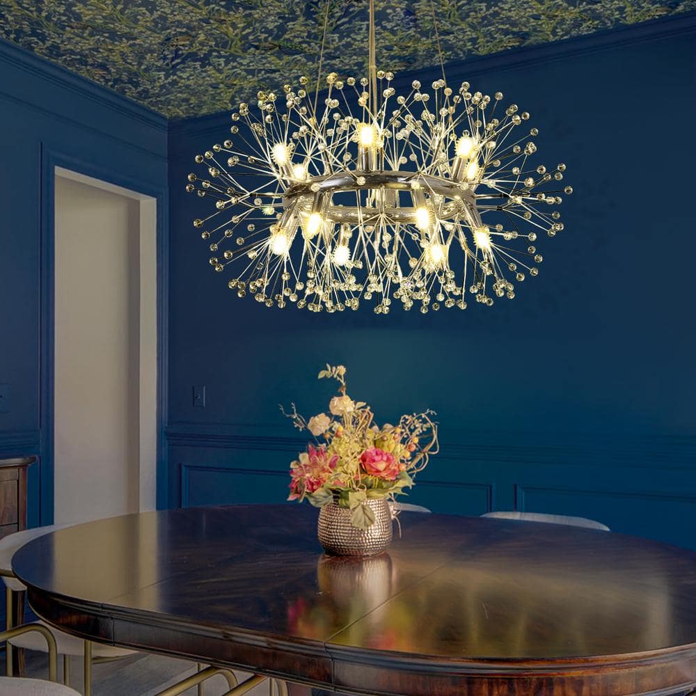 EDISLIVE Calzada Modern 12-Light Chrome Sputnik Firework Chandelier ...