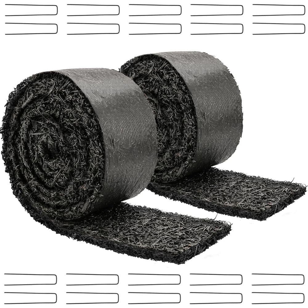 ATENGNES 120 in. x 4.5 in. Black Recycled Rubber Mulch Mat Roll for ...