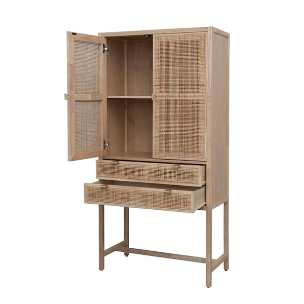 Wood & cane cabinet natural store