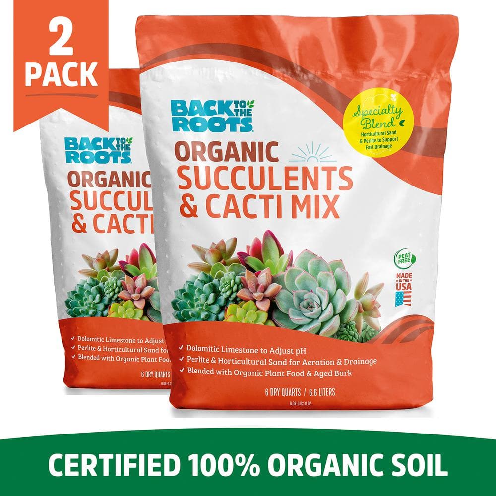 Back to the Roots 6 qt. Organic Succulent & Cacti Mix Soil (2-Pack ...