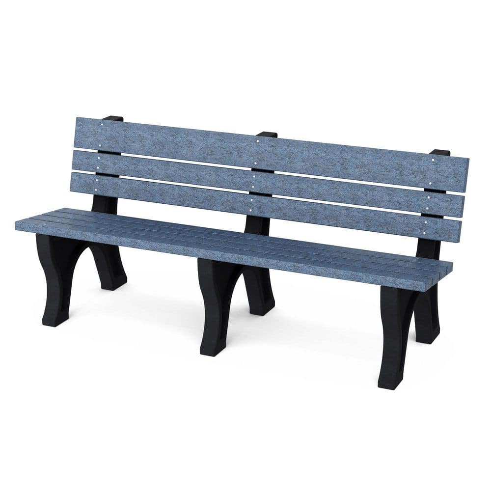 Wildridge Heritage 6 ft. Patriot Blue and Black HDPE Plastic Outdoor Park Bench LCC-125-6-PB-BK ...