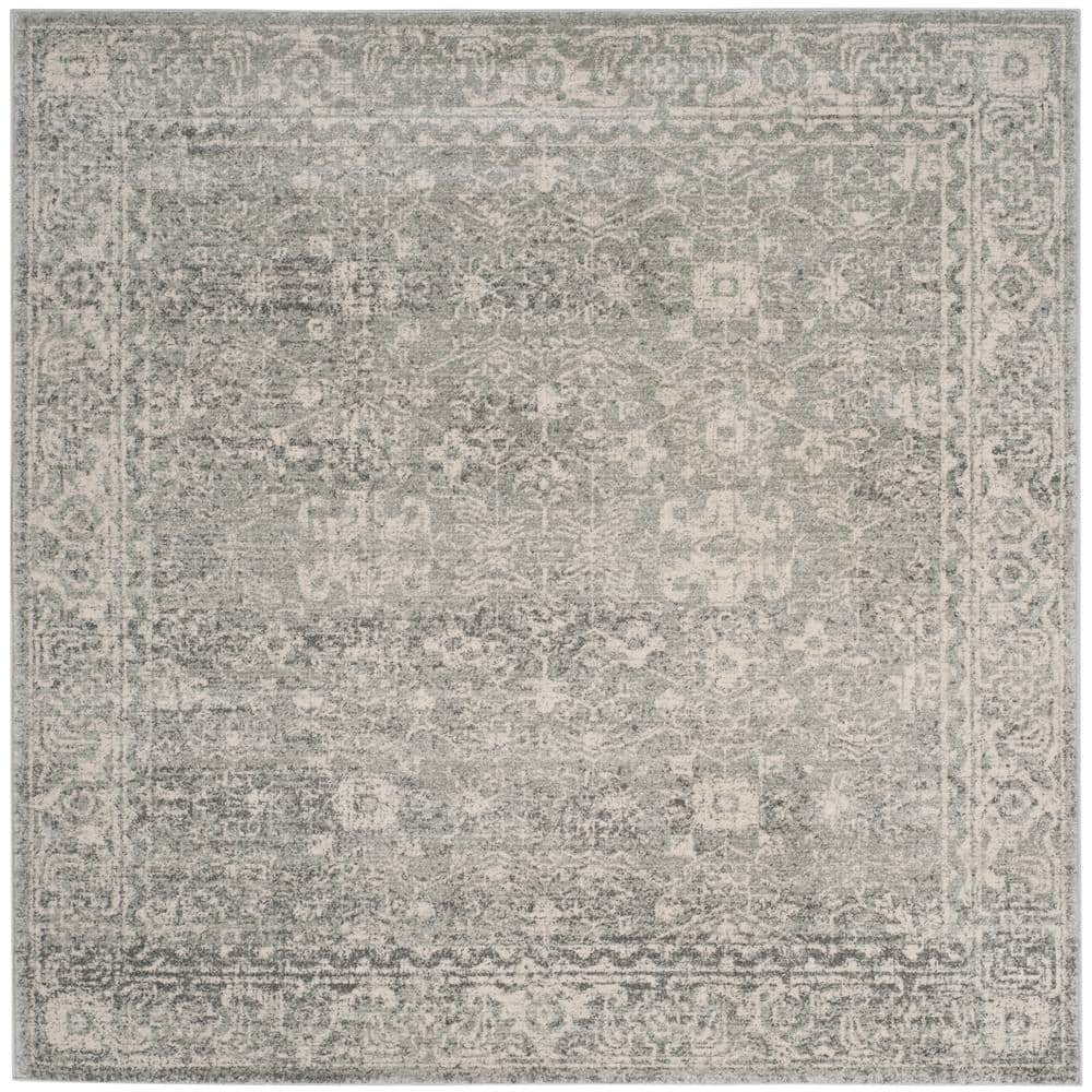SAFAVIEH Evoke Silver/Ivory 7 ft. x 7 ft. Square Floral Speckles ...