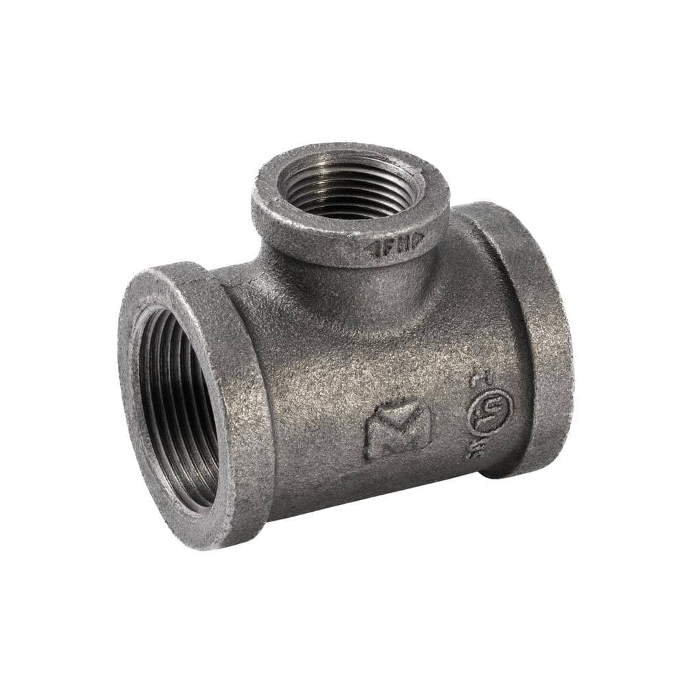 Southland 1-1/4 in. x 3/4 in. Black Malleable Iron FIP x FIP x FIP Tee ...