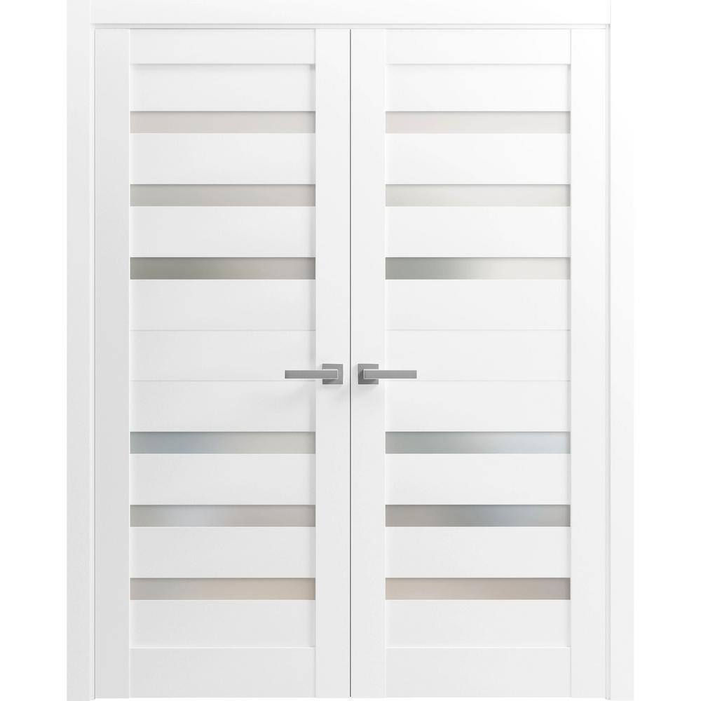 Sartodoors 84 in. x 80 in. 2-Panel White Finished Solid MDF Sliding ...