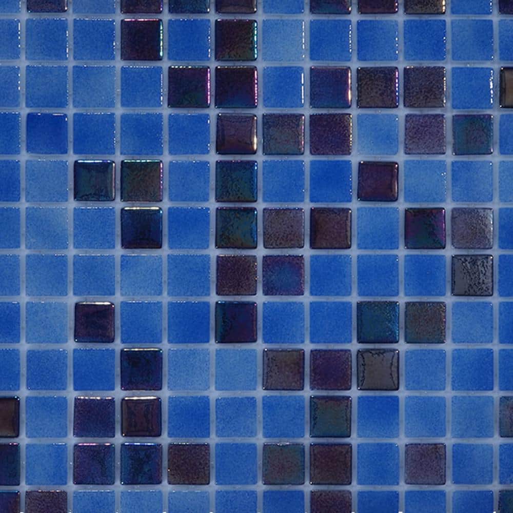 The Tile Doctor Glass Tile Love Whole Lotta Dark Blue Mix 12.5 in. x 21 ...