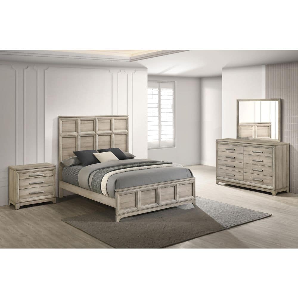 Best Quality Furniture Malia 4-Piece Weathered Greige Color Wood Frame ...