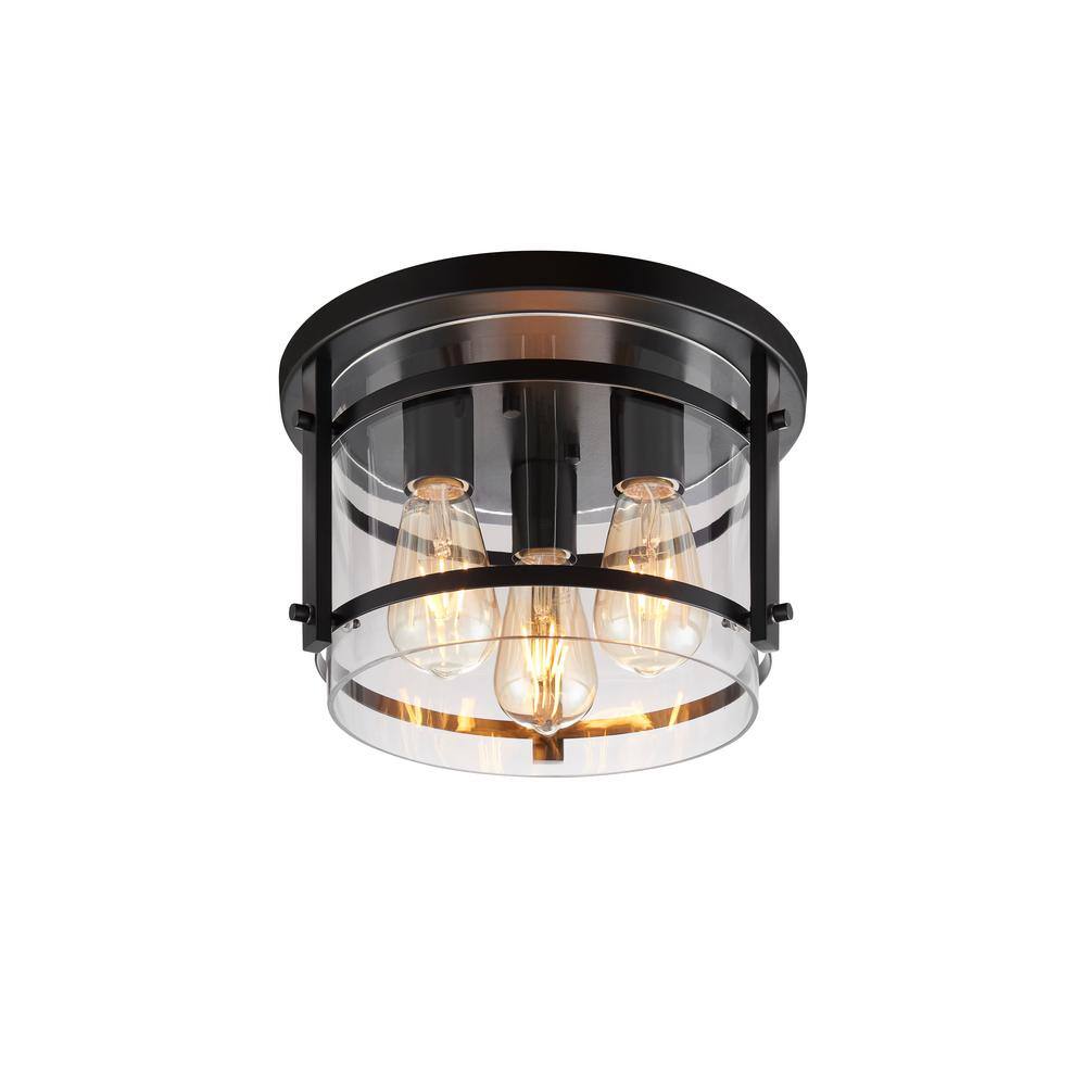 Bromi Design Alden 3-Light 12.01 in. Dia Flush Mount Ceiling Fixture ...