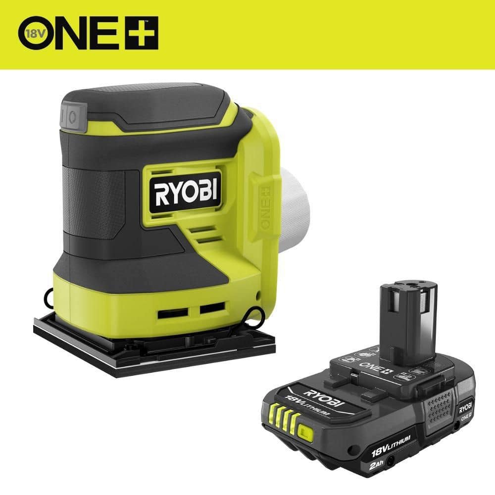 RYOBI ONE+ 18V Cordless 1/4 Sheet Sander with ONE+ 18V 2.0 Ah Lithium ...