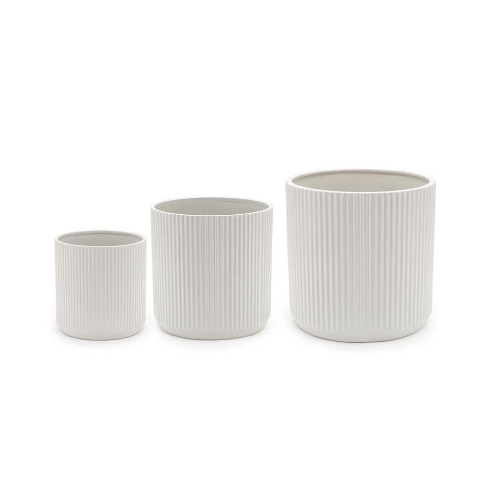 6/8/10 in. Large White Ceramic Round Planter Set (3-Pack) L0BGGJVM7K ...