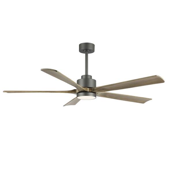 WINGBO 60 in. LED Indoor Grey Ceiling Fan with Remote WBCF-BS90-RW ...